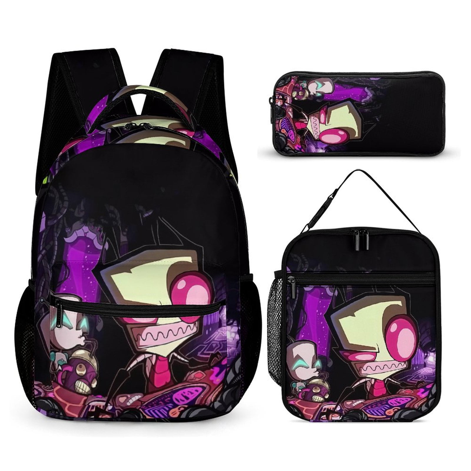 3pcs Inva-der Cartoon_Zim Backpack Set, Multi-functional Laptop Bag ...