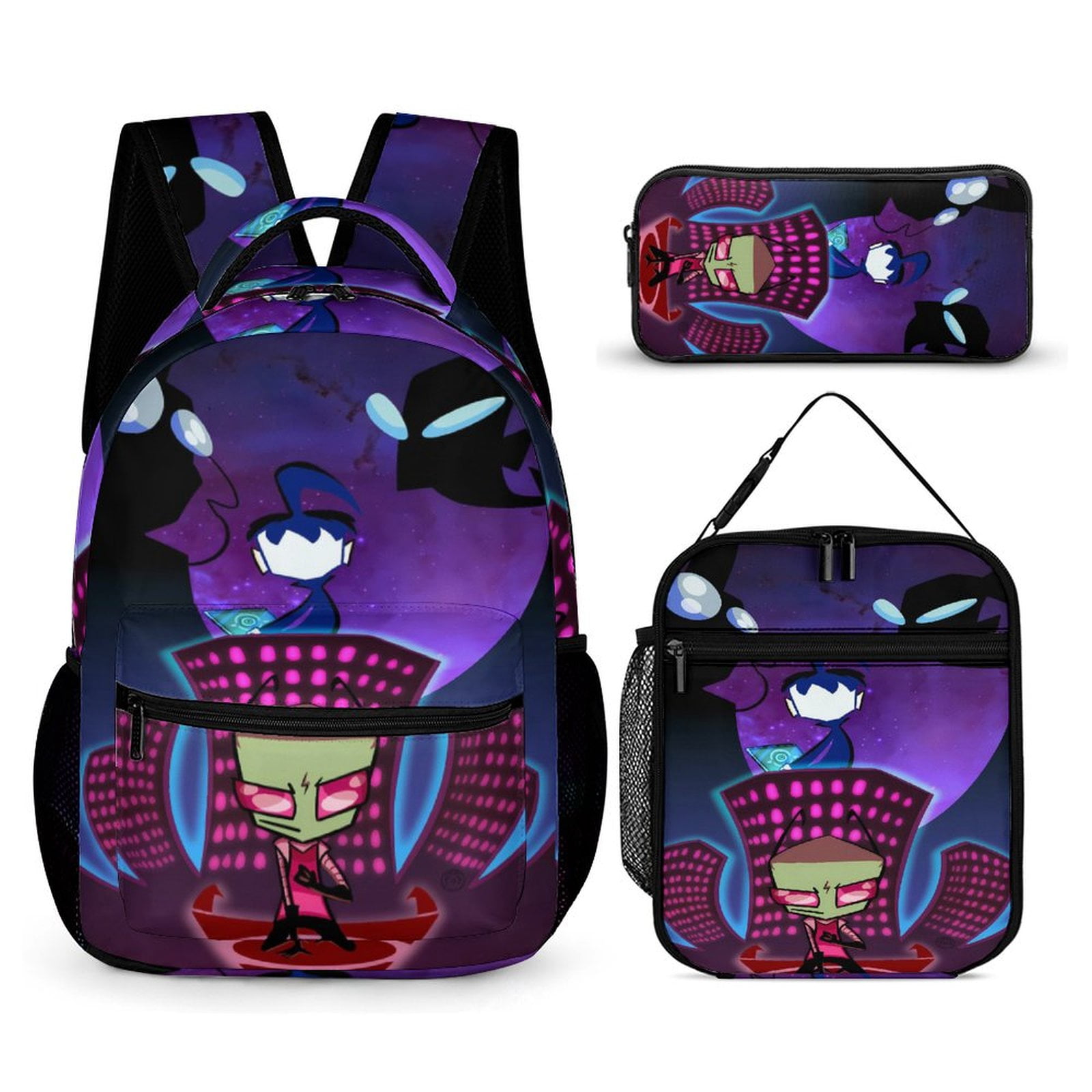 3pcs Invader Zim Backpack Set, Large Capacity Double Backpack With ...