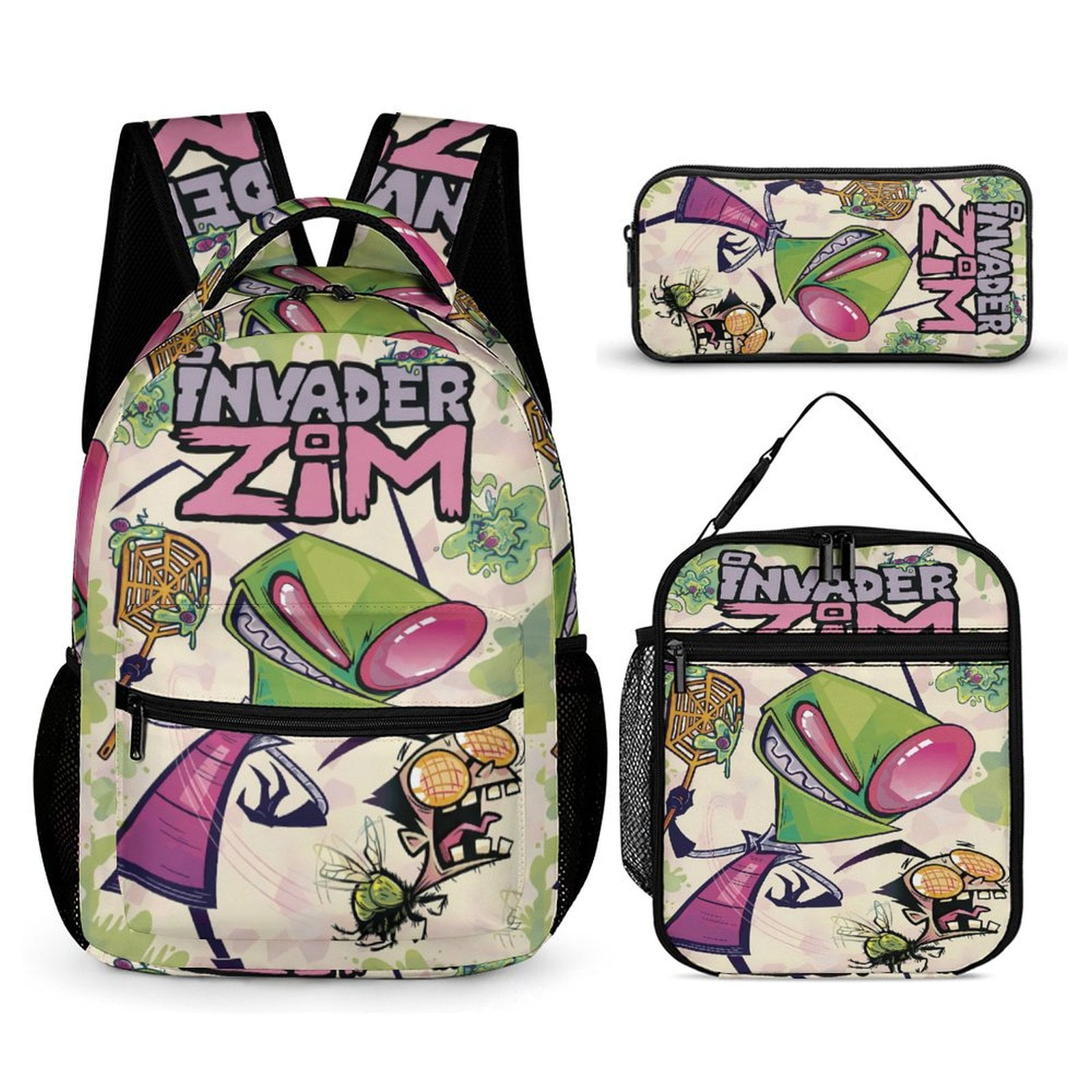 3pcs Invader Zim Backpack Set, Multi-functional Laptop Bag 17in Water ...