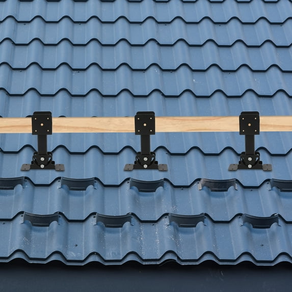 3pcs Iron Roof Riser Brackets Kit Heavy Duty Roof Wood Beam Mounting ...