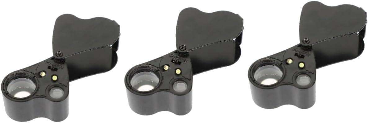 3pcs Jewelry Magnifying Glass LED Magnifying Glass Handheld Microscope ...