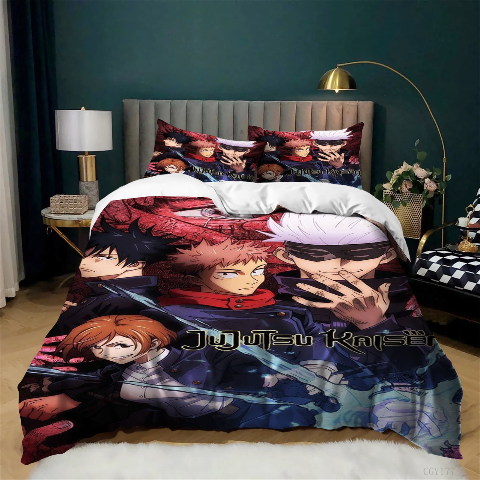 3pcs Jujutsu Kaisen Duvet Cover Set Cartoon Lightweight Bedding Set ...
