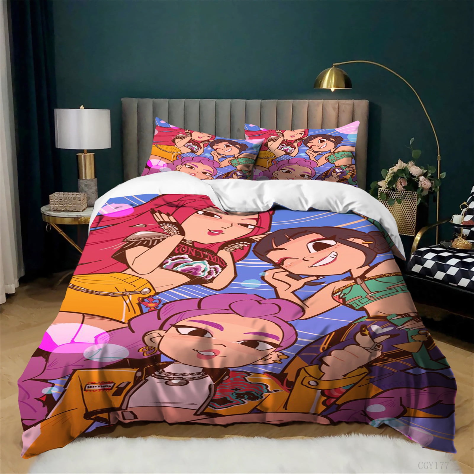 3pcs KPop Devil Hunter Bedding Sets All Season Ultra Soft Duvet Cover ...