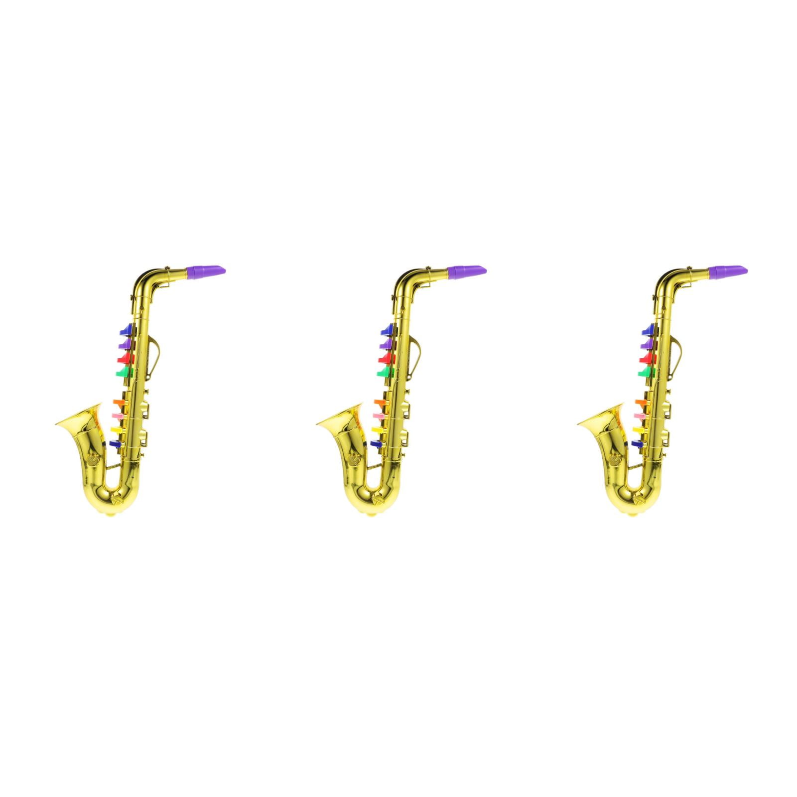 3pcs Kids Musical Instruments Ages 6-12, Plastic Saxophone in Metallic ...