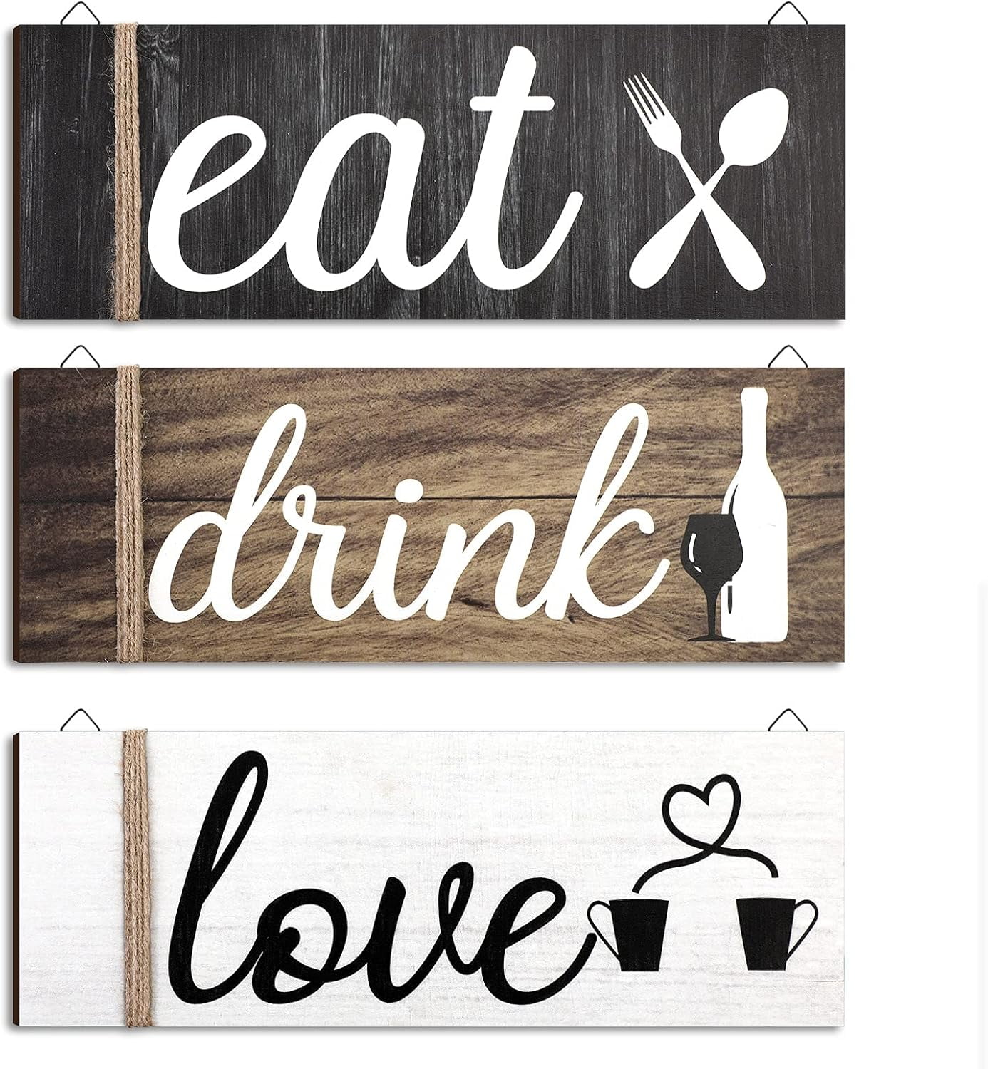 3pcs Kitchen Wall Decor Sign, Farmhouse Kitchen Wooden Sign, Eat Drink ...