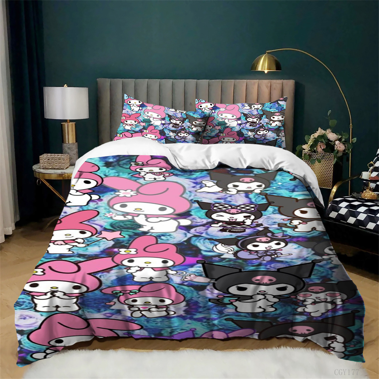 3pcs Kuro_mi Bedding Set for Girls Ultra Soft Comforter Quilt Cover Set ...