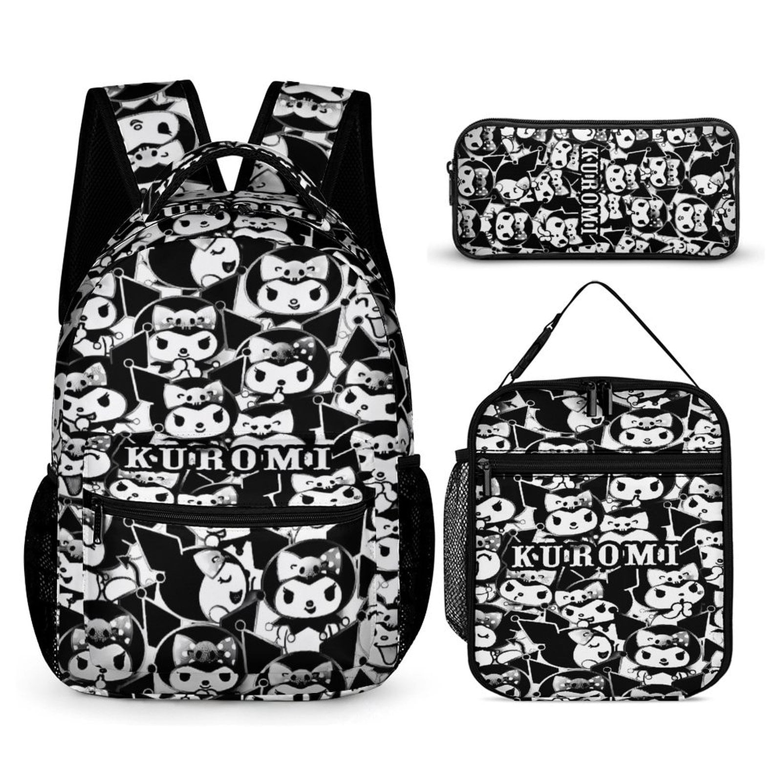 3pcs Kuromi Backpack Set, Large Capacity Double Backpack With Lunch Bag ...