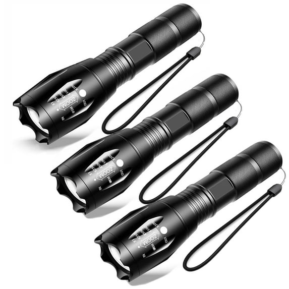 3pcs LED Tactical Flashlight, Super Bright High Lumen XML T6 LED Flashlights Portable Outdoor ...