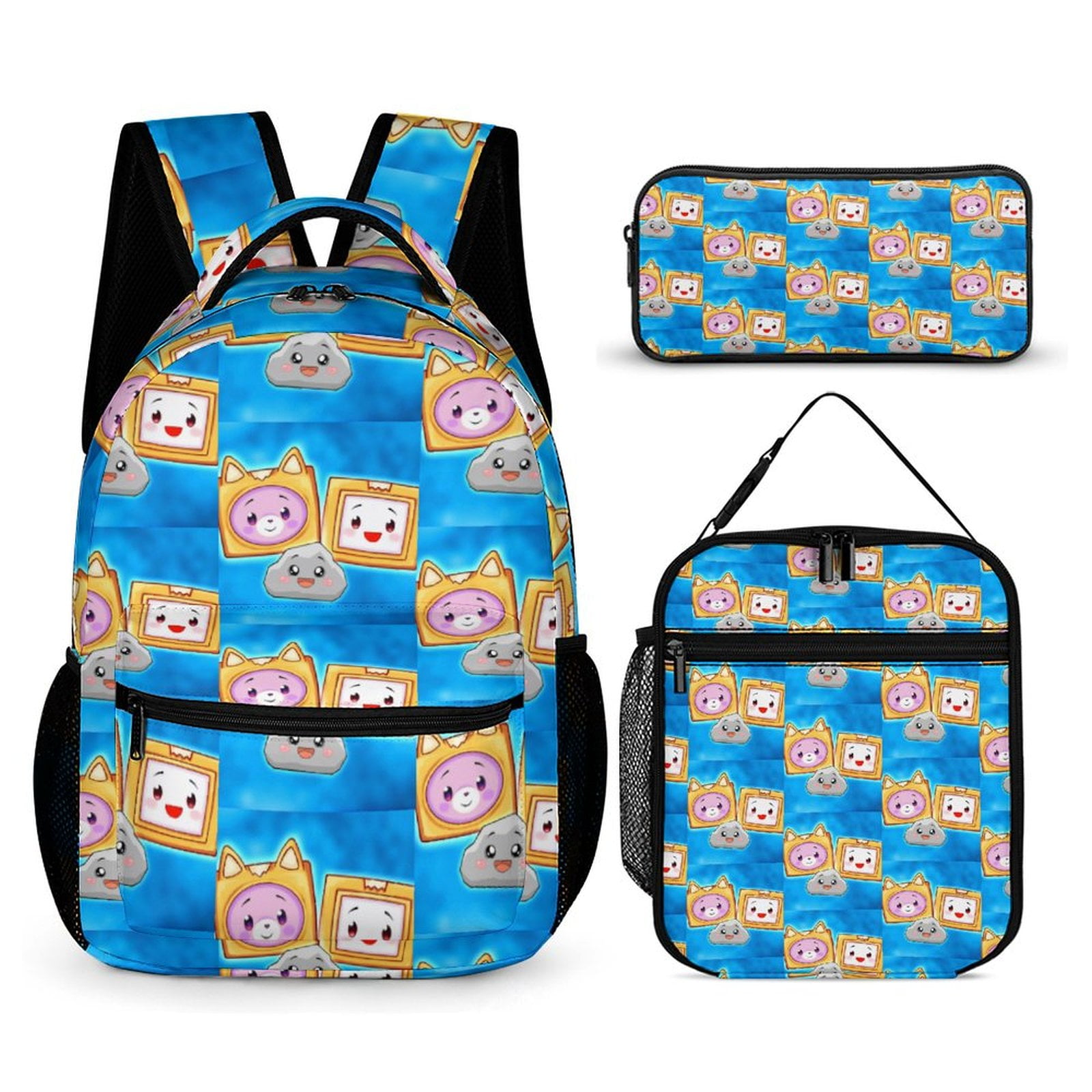 3pcs La_nkybox_fox-y Backpack Set, Large Capacity Double Backpack With ...