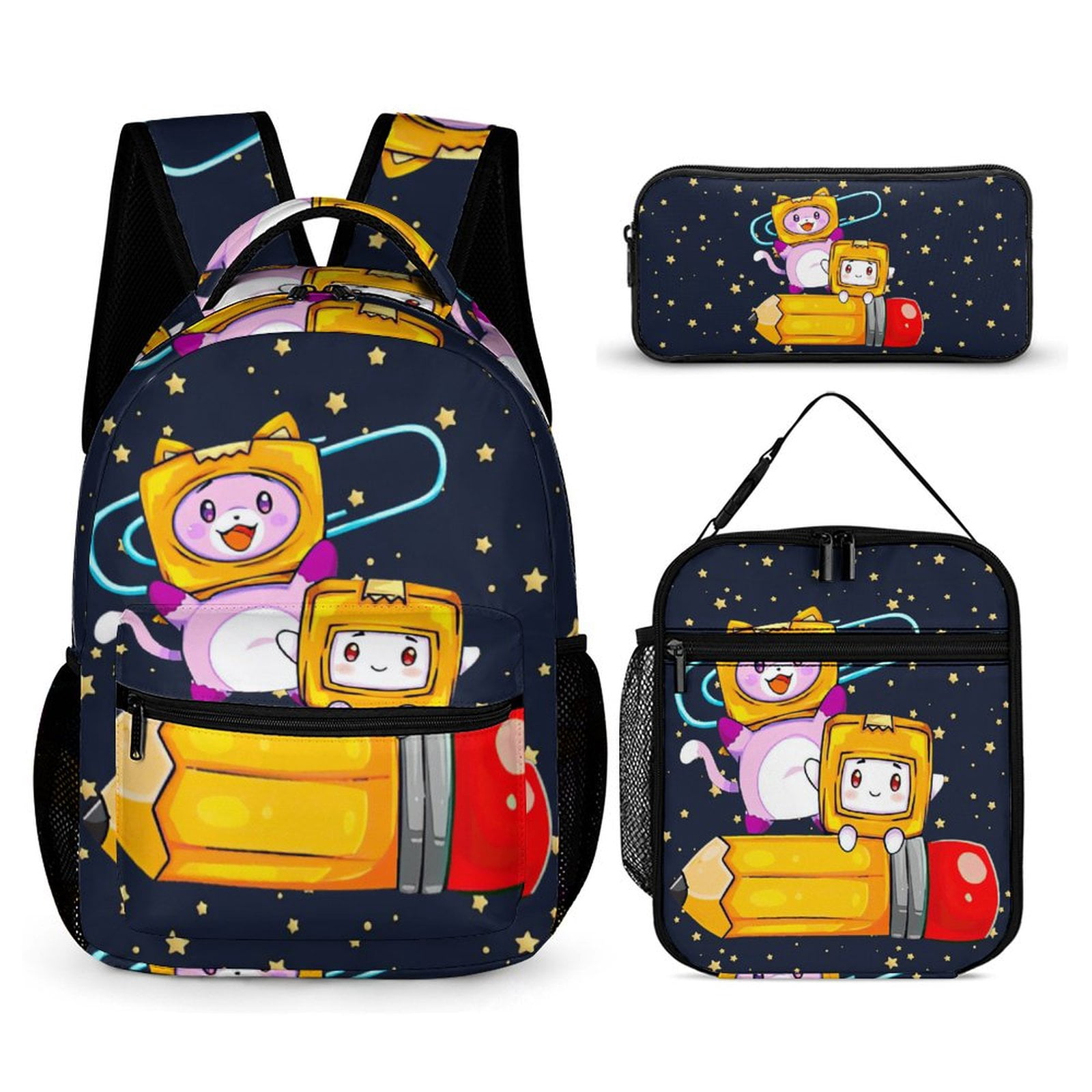3pcs La_nkybox_fox-y Backpack Set, Large Capacity Double Backpack With ...