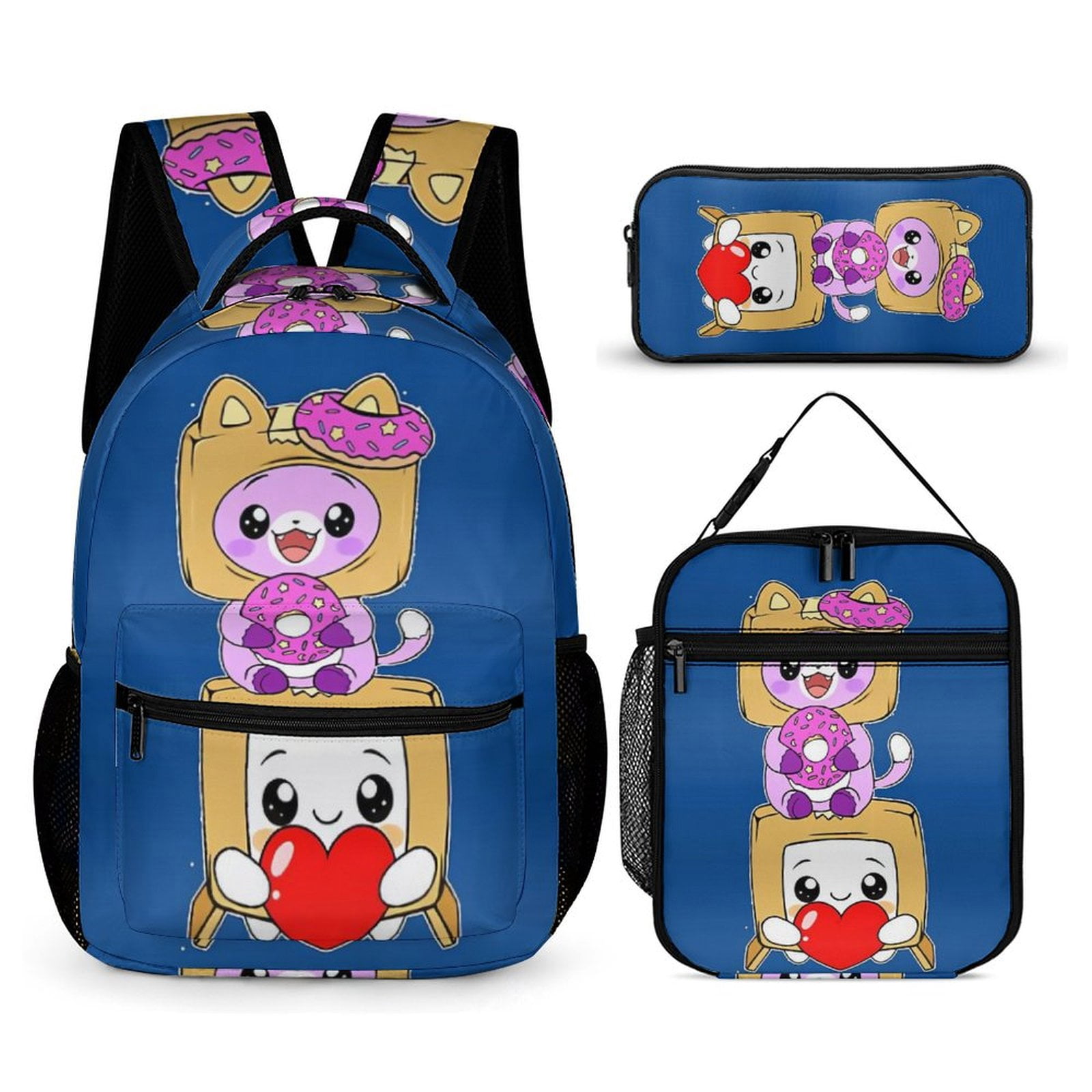 3pcs La_nkybox_fox-y Backpack Set, Large Capacity Double Backpack With ...