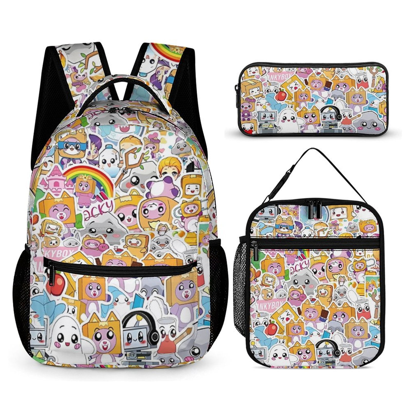 3pcs La_nkybox_fox-y Backpack Set, Large Capacity Double Backpack With ...