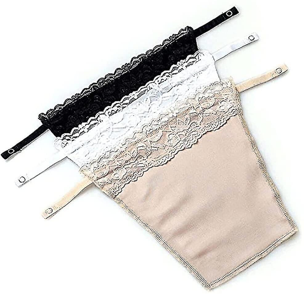 3pcs Lady Lace Clip-on Mock Camisole Bra Insert Overlay Modesty Panel ...