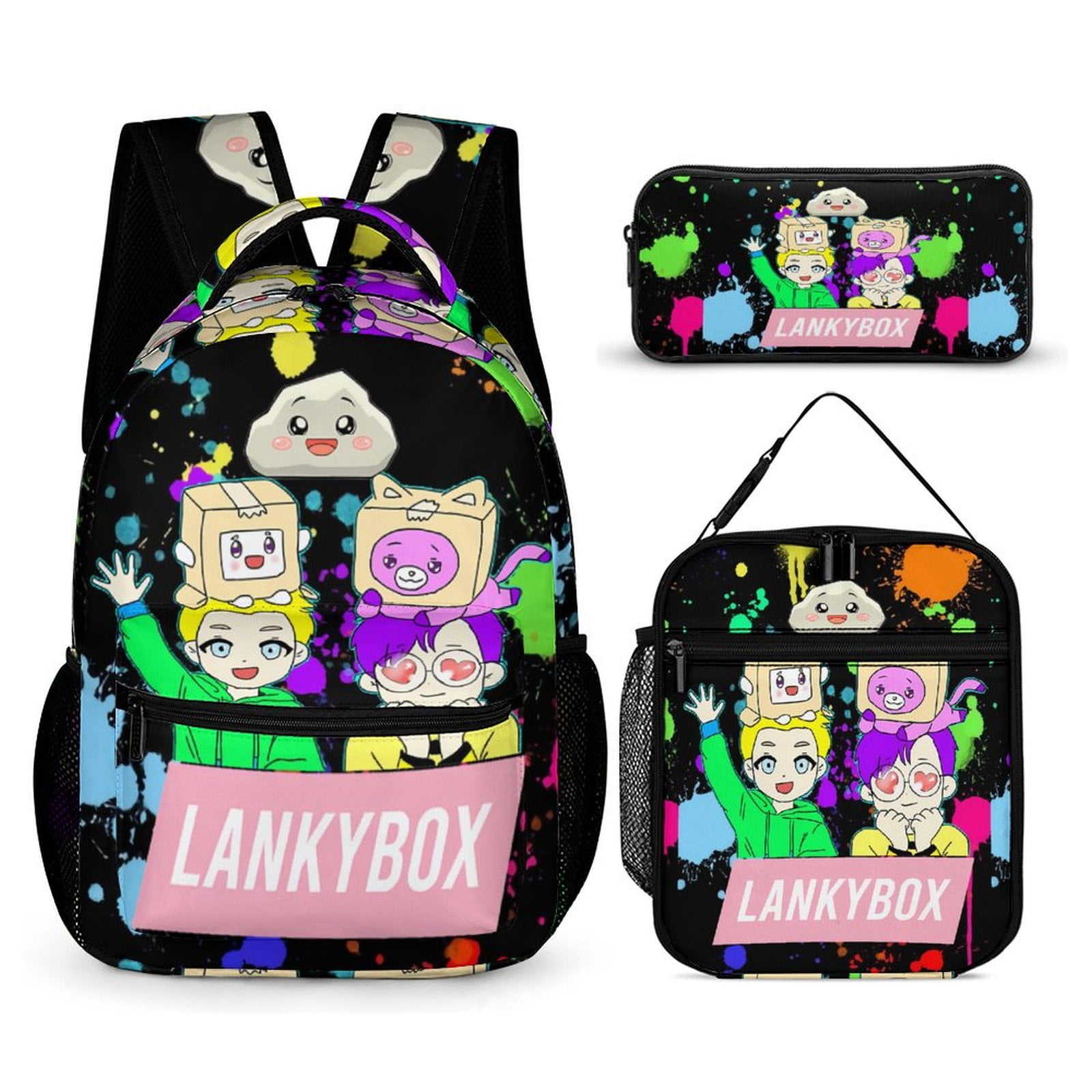 3pcs Lan-ky Cute box Backpack Set, Multi-functional Laptop Bag 17in ...