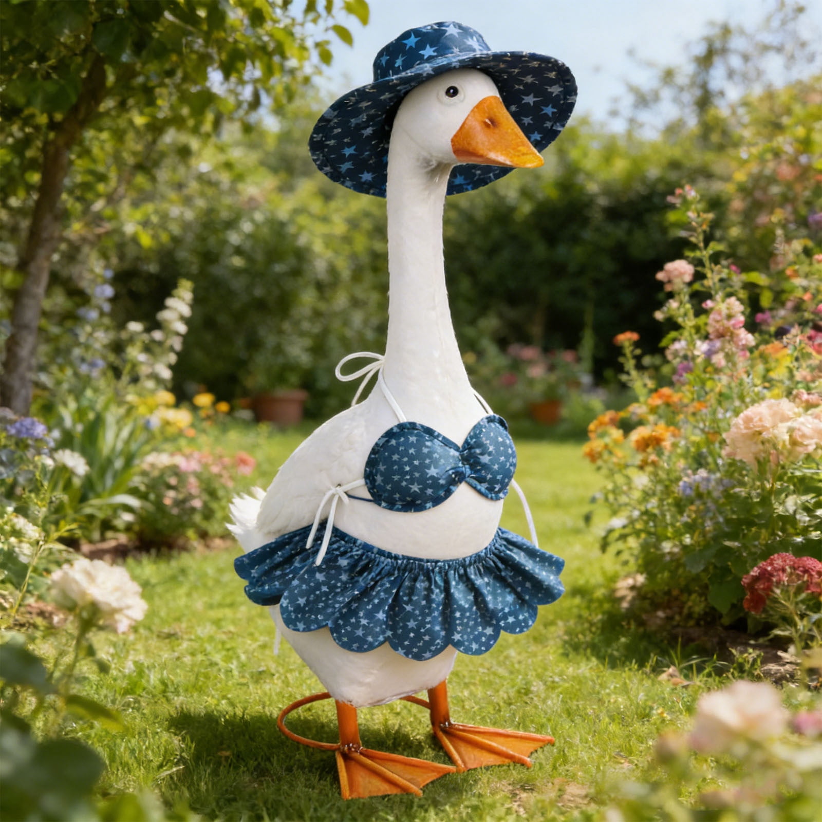 3pcs Large White Porch Goose Decorations Set, Outdoor Garden Hanging ...