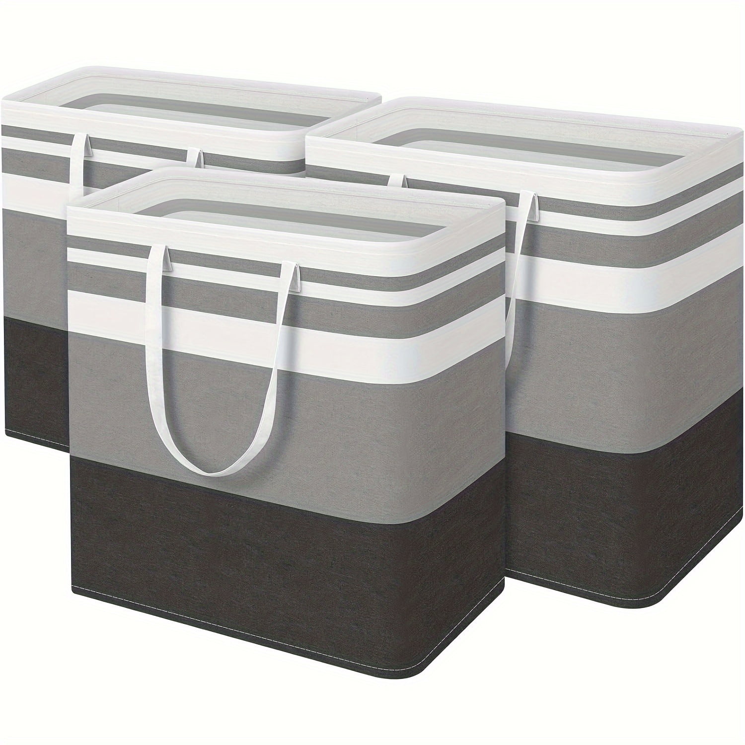 3pcs Laundry Basket, Freestanding Laundry Hamper, Collapsible Tall ...