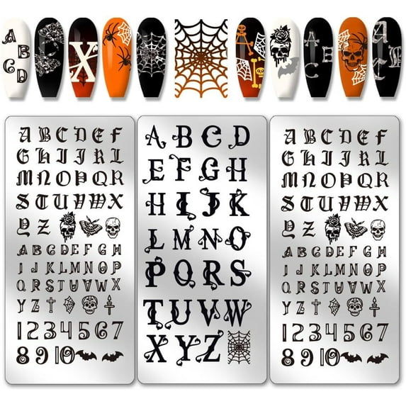 3pcs Letter Nail Stamping Plates Font Letters Number Nails Image Plates ...