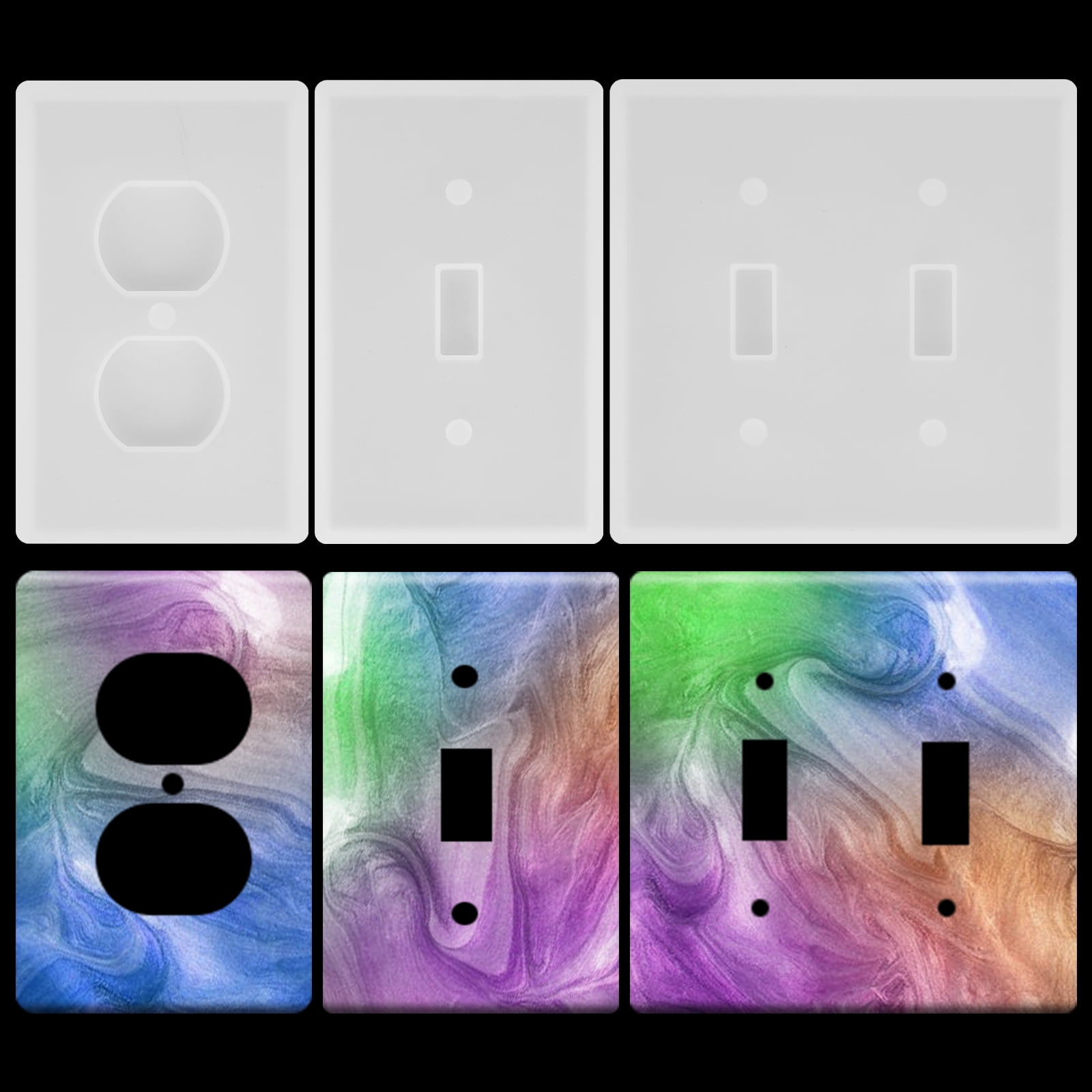 EEEkit 3pcs Light Switch Cover Resin Mold, Silicone Molds, Wall Plate ...