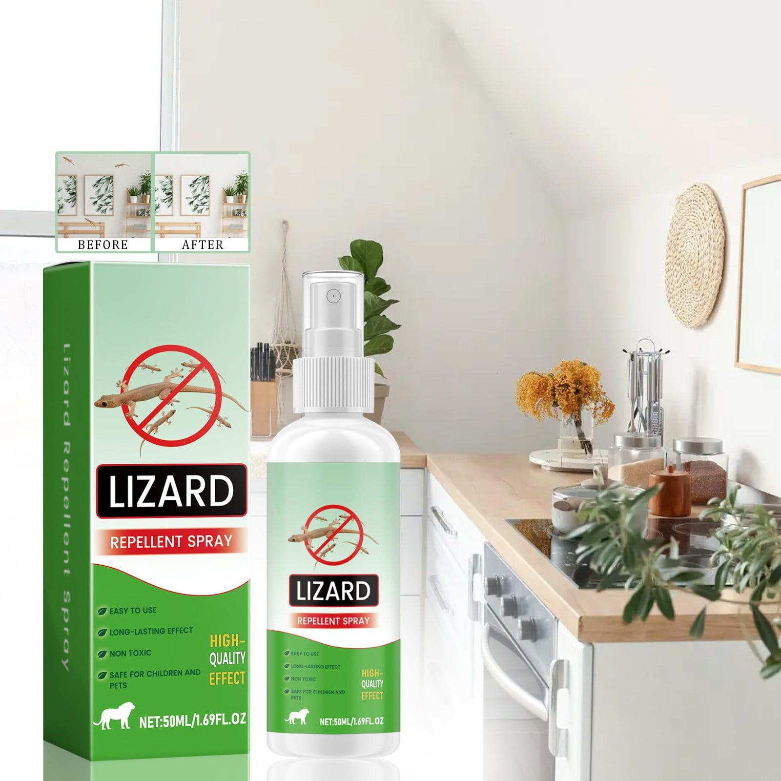 3pcs Lizard Repellent Spray 50ml Natural, Non-Toxic Formula for Home Use, Safe for Children and ...