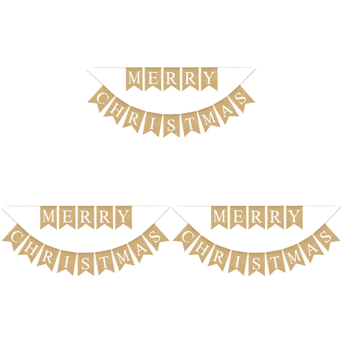 FONDOTIN Merry Christmas Letter Banner Light Brown Linen for Decoration ...