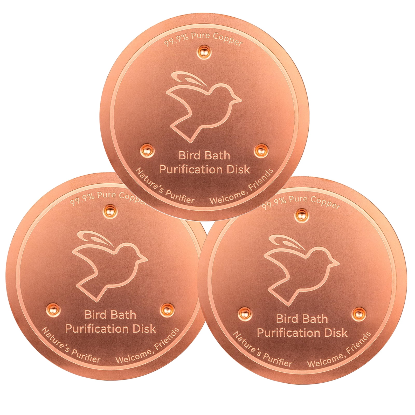 3pcs Mellbree Bird Bath Copper Disk 0.6mm Reinforced 99.99% Pure Copper ...