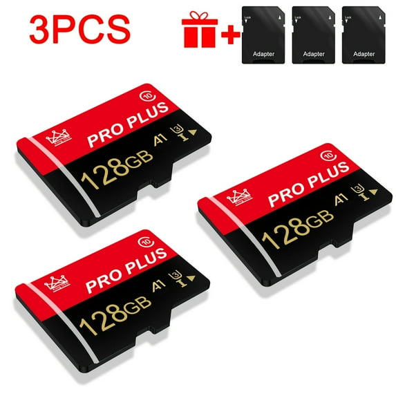 3pcs Memory Card Set: 128GB 64GB 32GB 16GB 8GB 4GB 2GB 1GB With Adapter ...