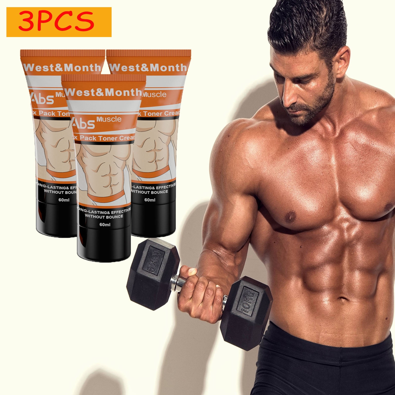 3pcs-Men's Fitness Abdominal Tightening Massage Cream，Hot Sweat Workout ...