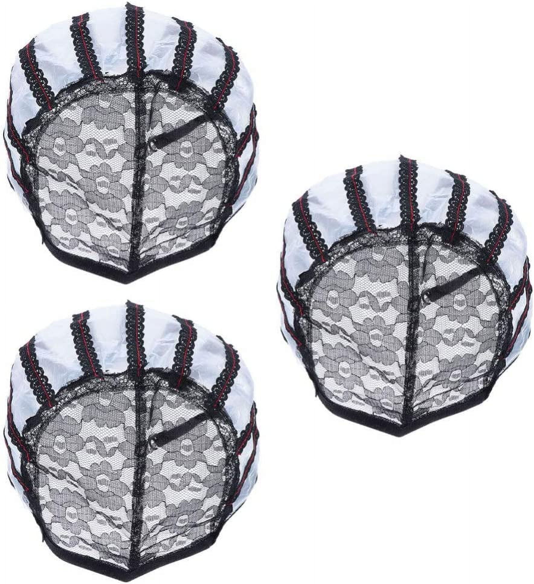 3pcs Mesh Dome Wig Cap Black Elastic Wig Caps Stretchable Spandex Dome ...