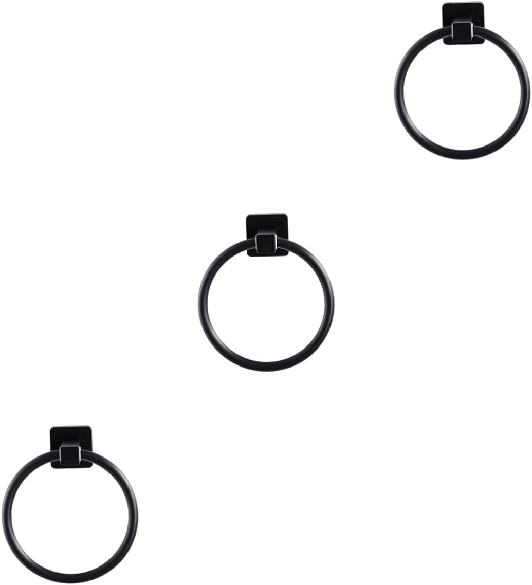 3pcs Metal Clothes Hanger Black Towel Ring Metal Clothes Rack Round ...