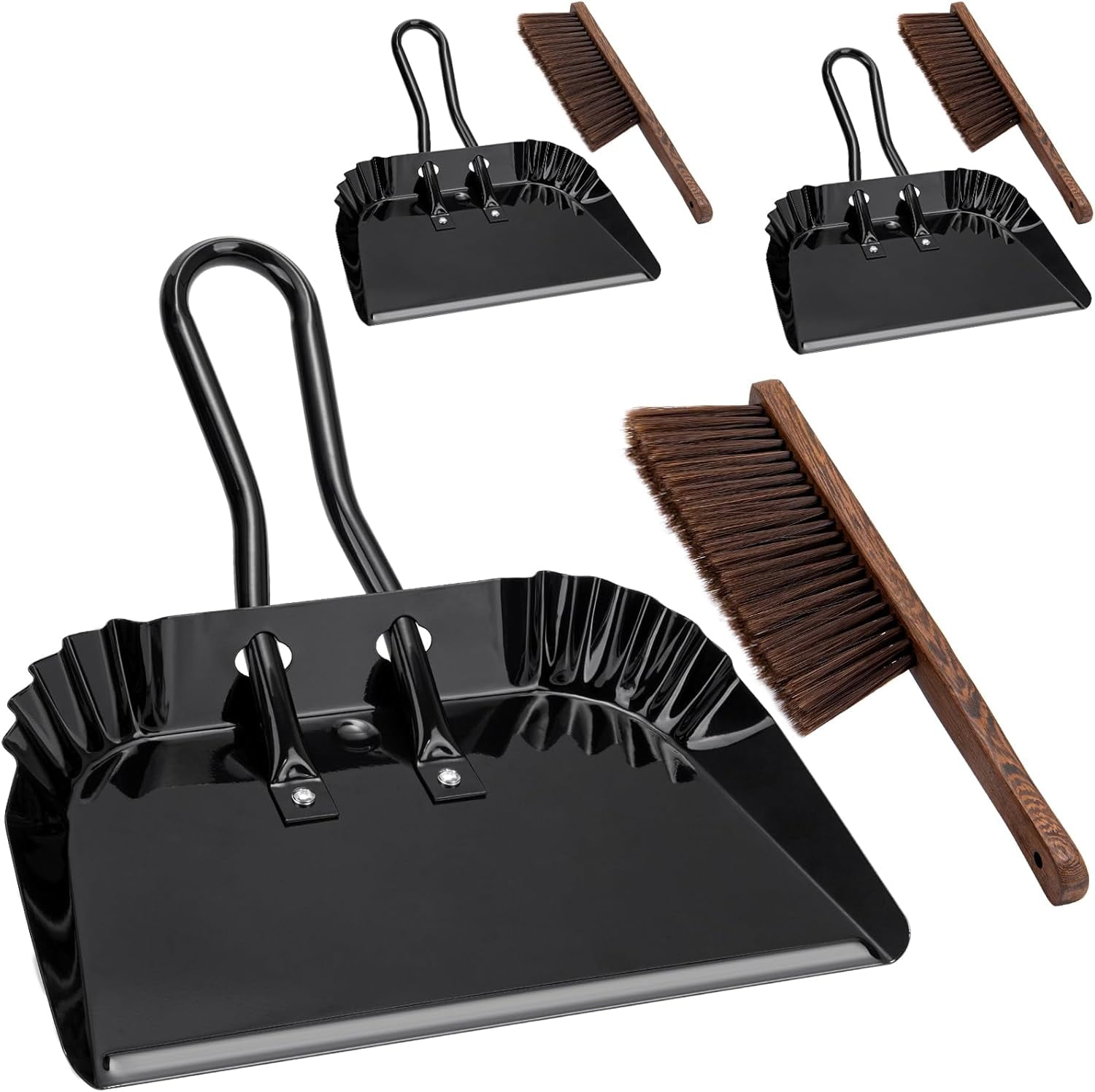 3pcs Metal Dustpan and Brush Set, 17In Extra Large Handheld Dust Pan ...