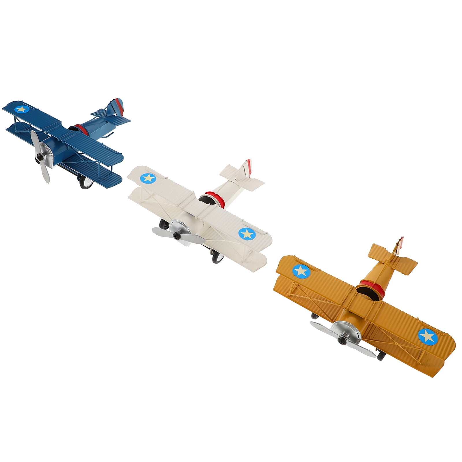 3pcs Metal Plane Aircraft Model Kids Flying Glider Biplane Decoration ...