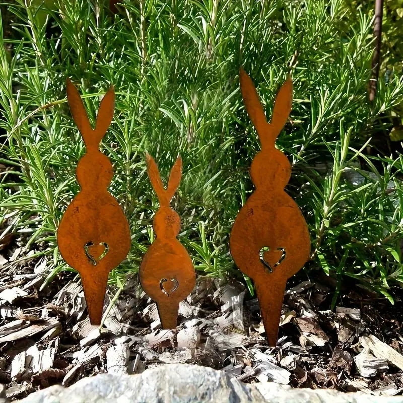 3pcs Metal Rabbit Garden Sign Decorative Garden Bunny Stake Sculpture ...