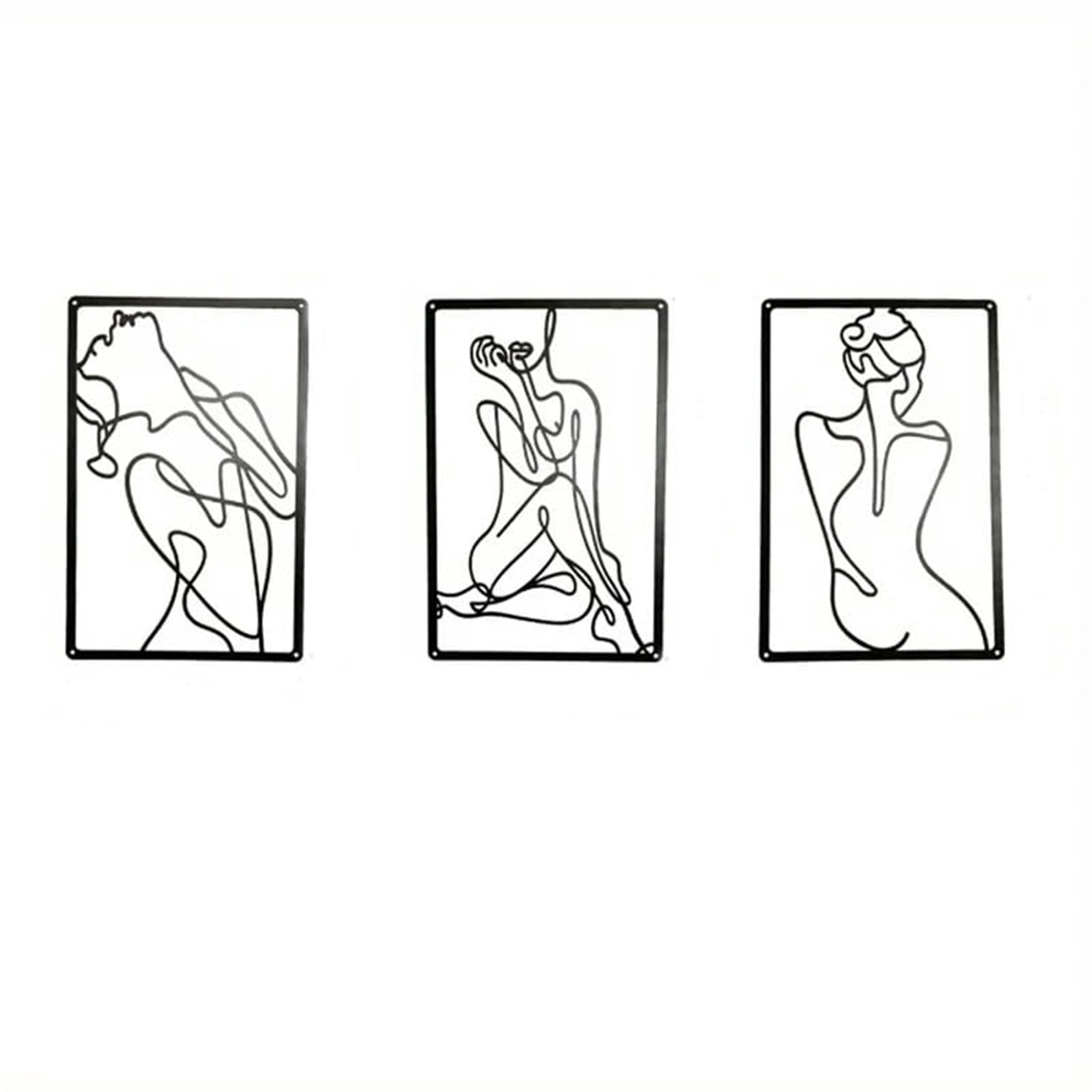 3pcs Metal Wall Sculptures Minimalist Abstract Woman Wall Art Line ...