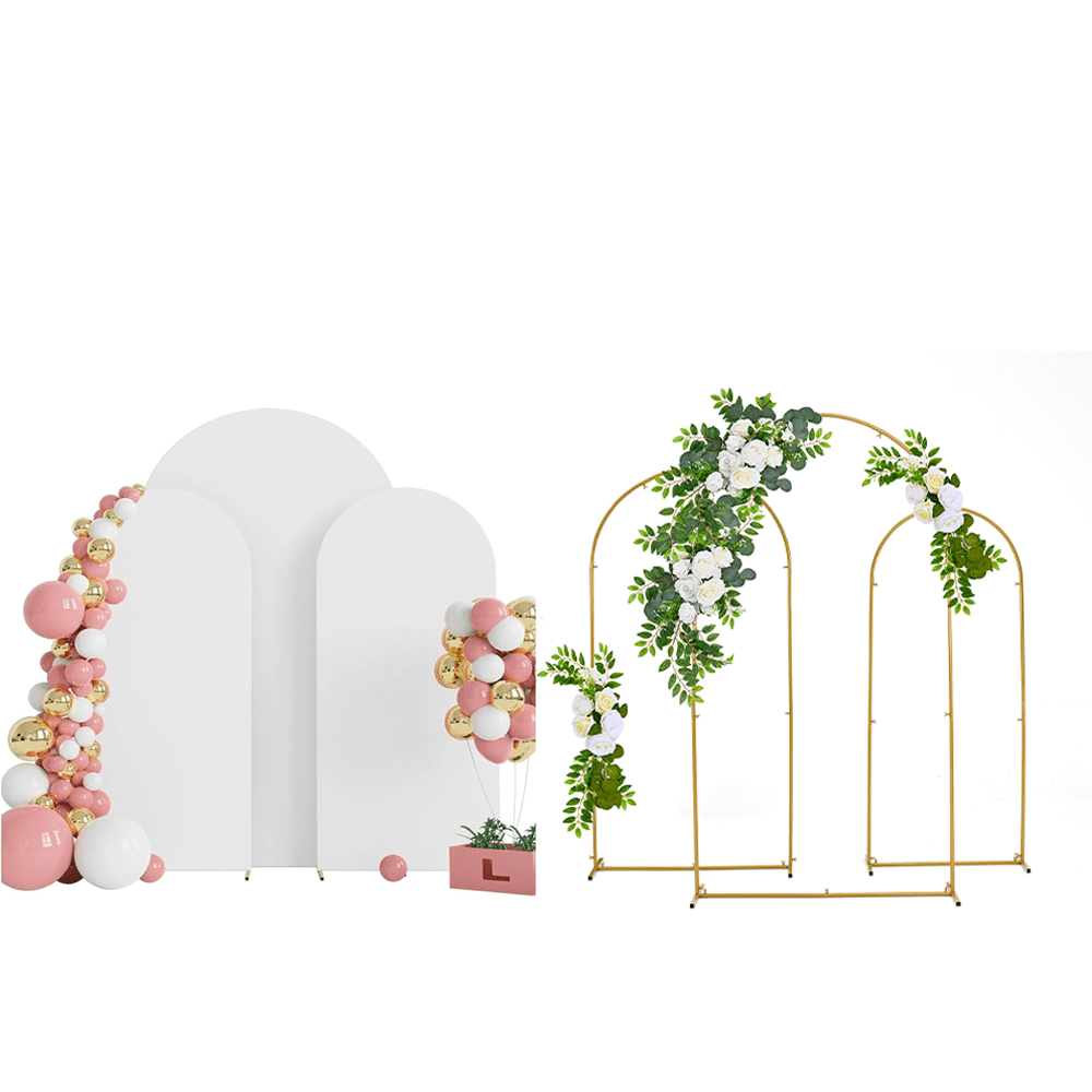7.2Ft 6.6Ft 5.9Ft Metal Gold Wedding Arch Backdrop Stand With White ...