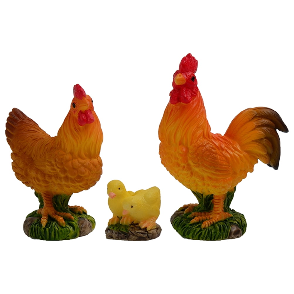 3pcs Mini Chicken Figurines Miniature Chicken Ornaments Lifelike ...