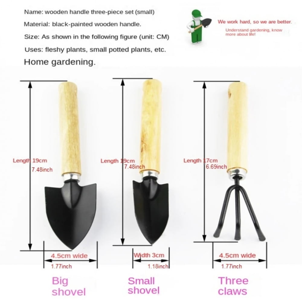 3pcs Mini Iron Garden Shovel Rake Spade for Planting Gardening Tool ...