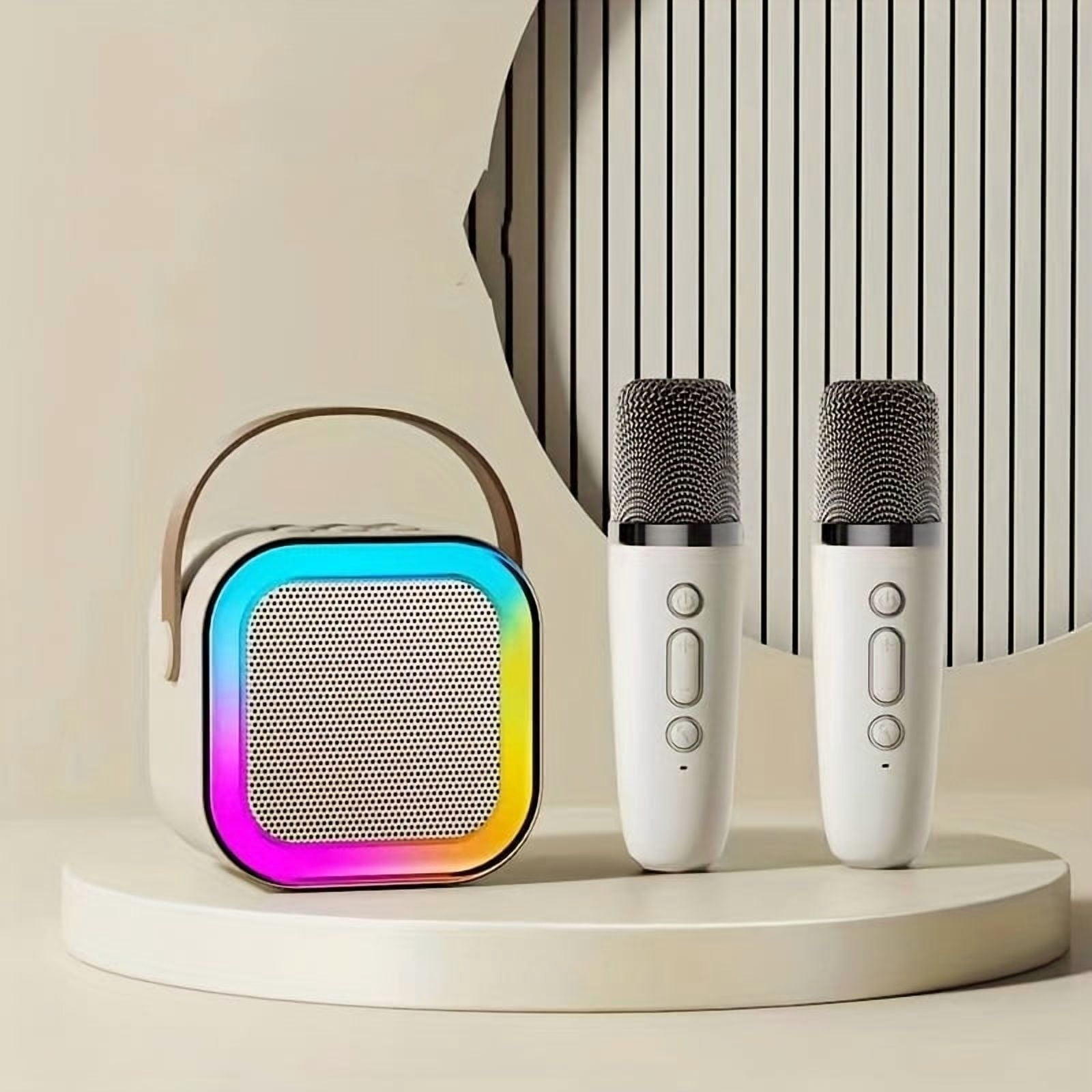 3pcs Mini Karaoke Machine Set w/2 Wireless Mics, USB Rechargeable ...