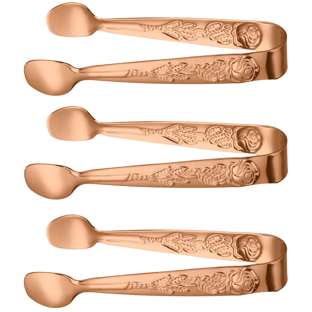 3pcs Mini Serving Tongs, Rose Stainless Steel Sugar Cube Tongs, Small ...