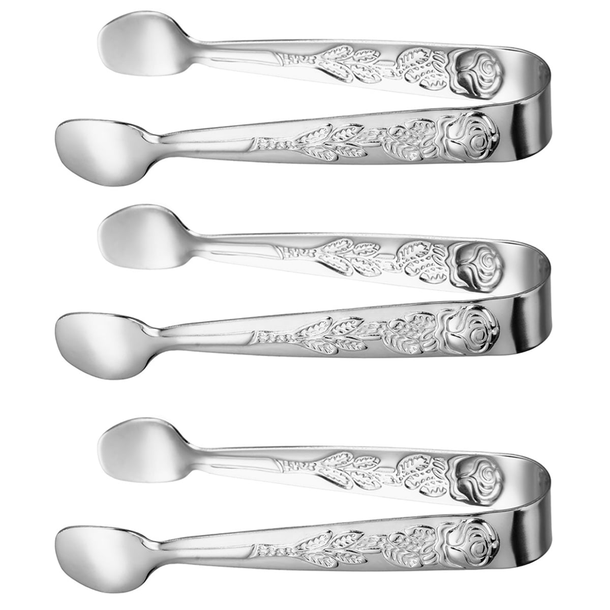 3pcs Mini Serving Tongs, Rose Stainless Steel Sugar Cube Tongs, Small ...