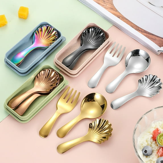 3pcs Mini Shell-Shaped Food-Grade Stainless Steel Coffee Spoon Set ...