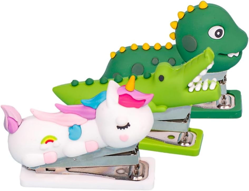 3pcs Mini Staplers for Desk, Cartoon Stapler Crocodile Dinosaur ...