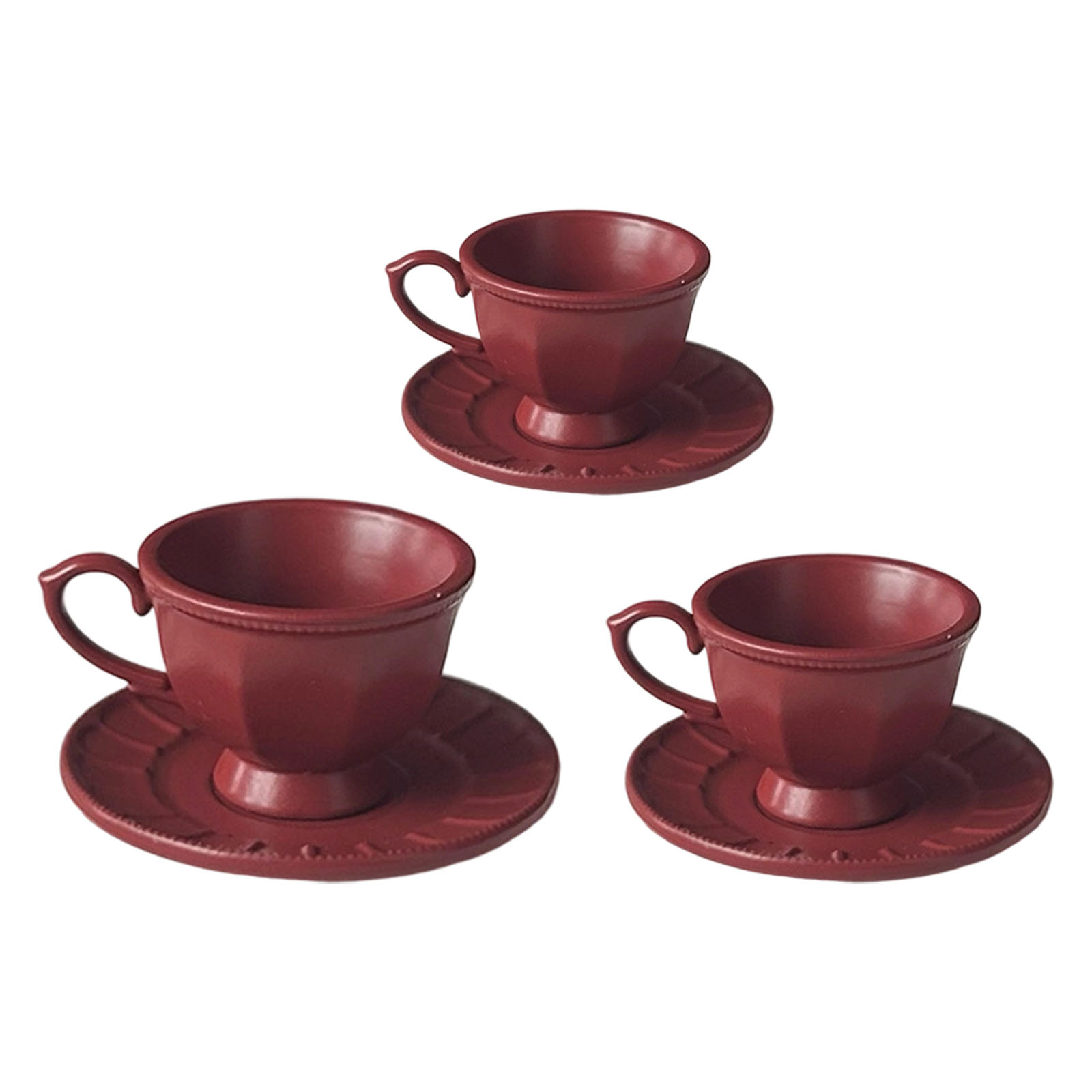 3pcs Miniature Coffee Cup And Saucer Dollhouses Accessories Pretend ...