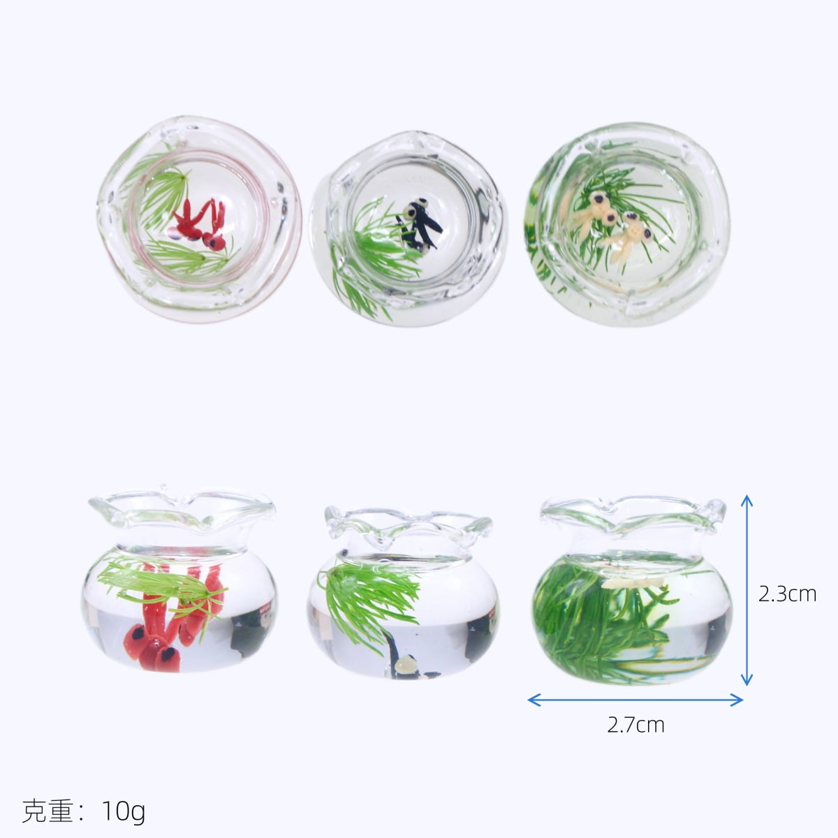3pcs Miniature Fish Bowl Mini House Fish Tank Miniature Glass Goldfish ...