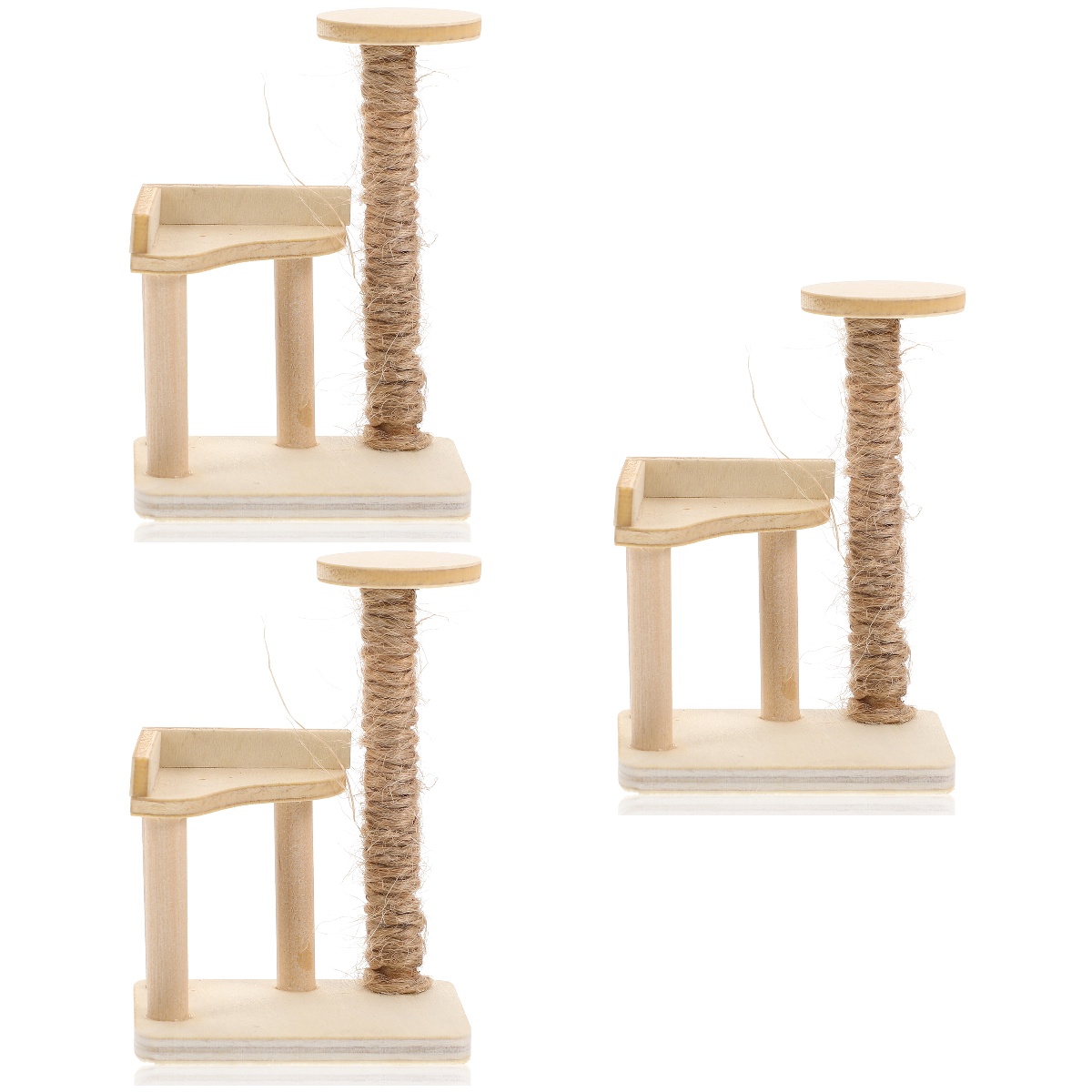 3pcs Miniature Model Wooden Mini Furniture Adornment Miniature Cat Tree ...