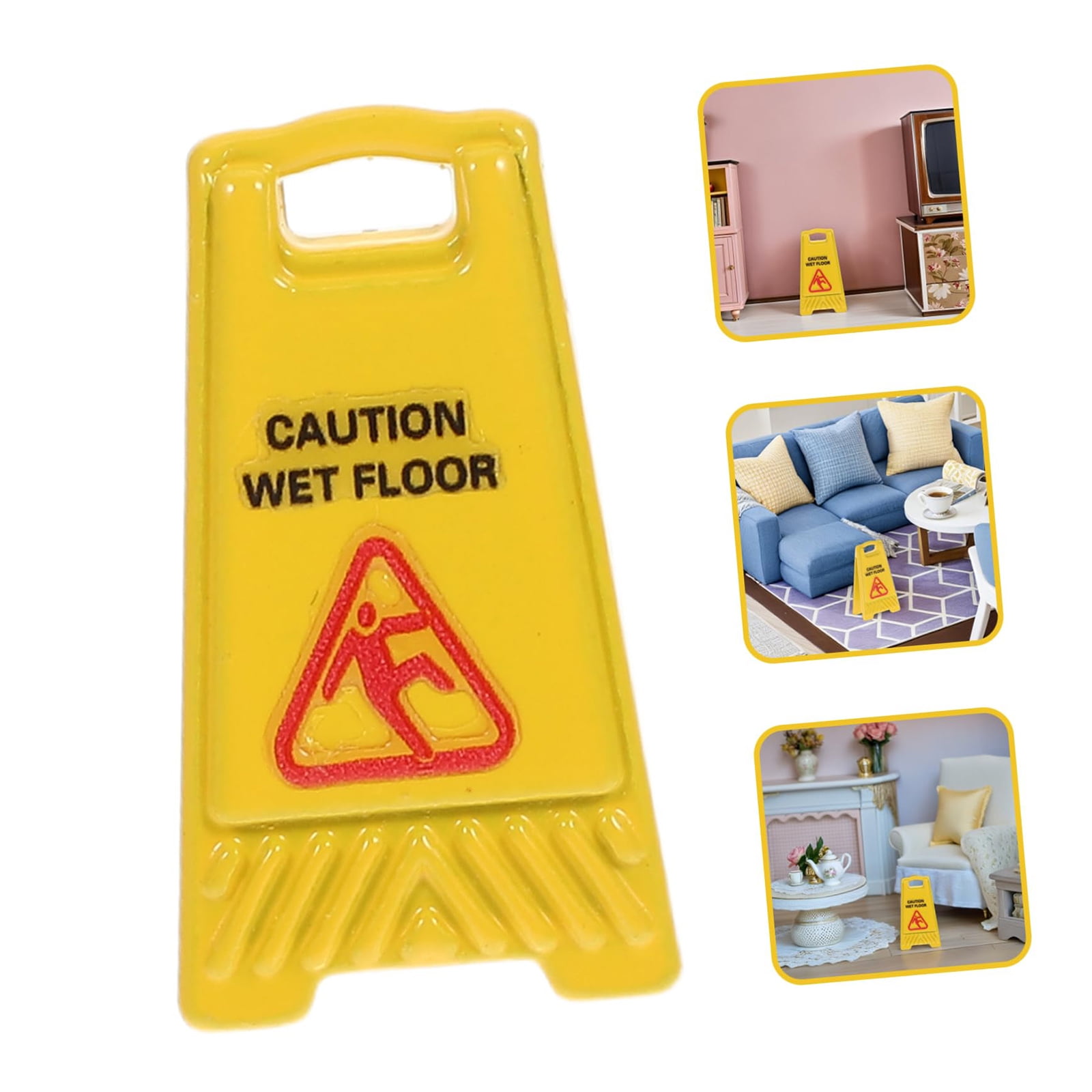 3pcs Miniature Wet Floor Warning Signs for Dollhouse Realistic Safety ...