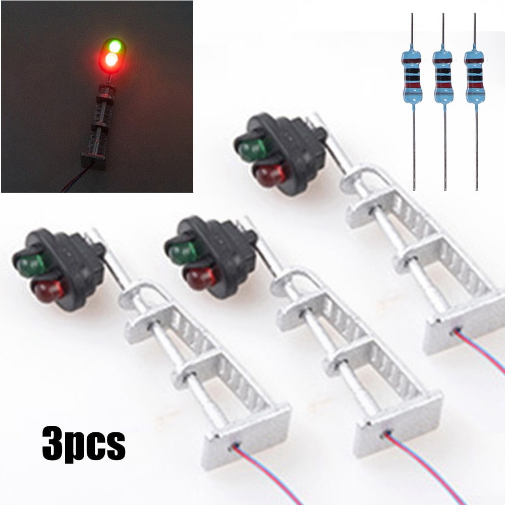3pcs Model Railroad N Scale 1:87 Track Signals 2-LEDs Green Red Block ...