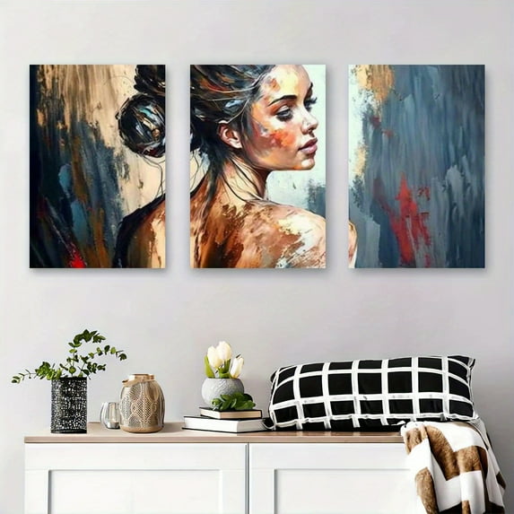 3pcs Modern Abstract Portrait Canvas Wrapped Frame Ready to Hang ...