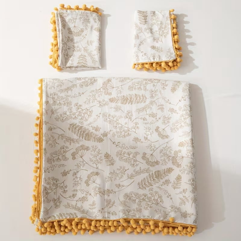 3pcs Modern Beige Duvet Cover Set with Coffee-Colored Branches and ...