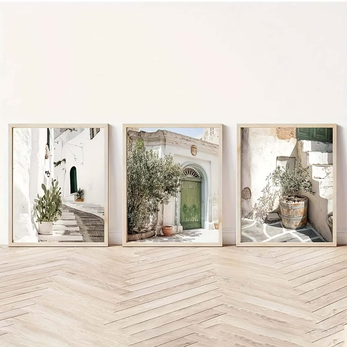 3pcs Modern Boho Green Olive Tree Canvas Wall Art Set - Frameless ...