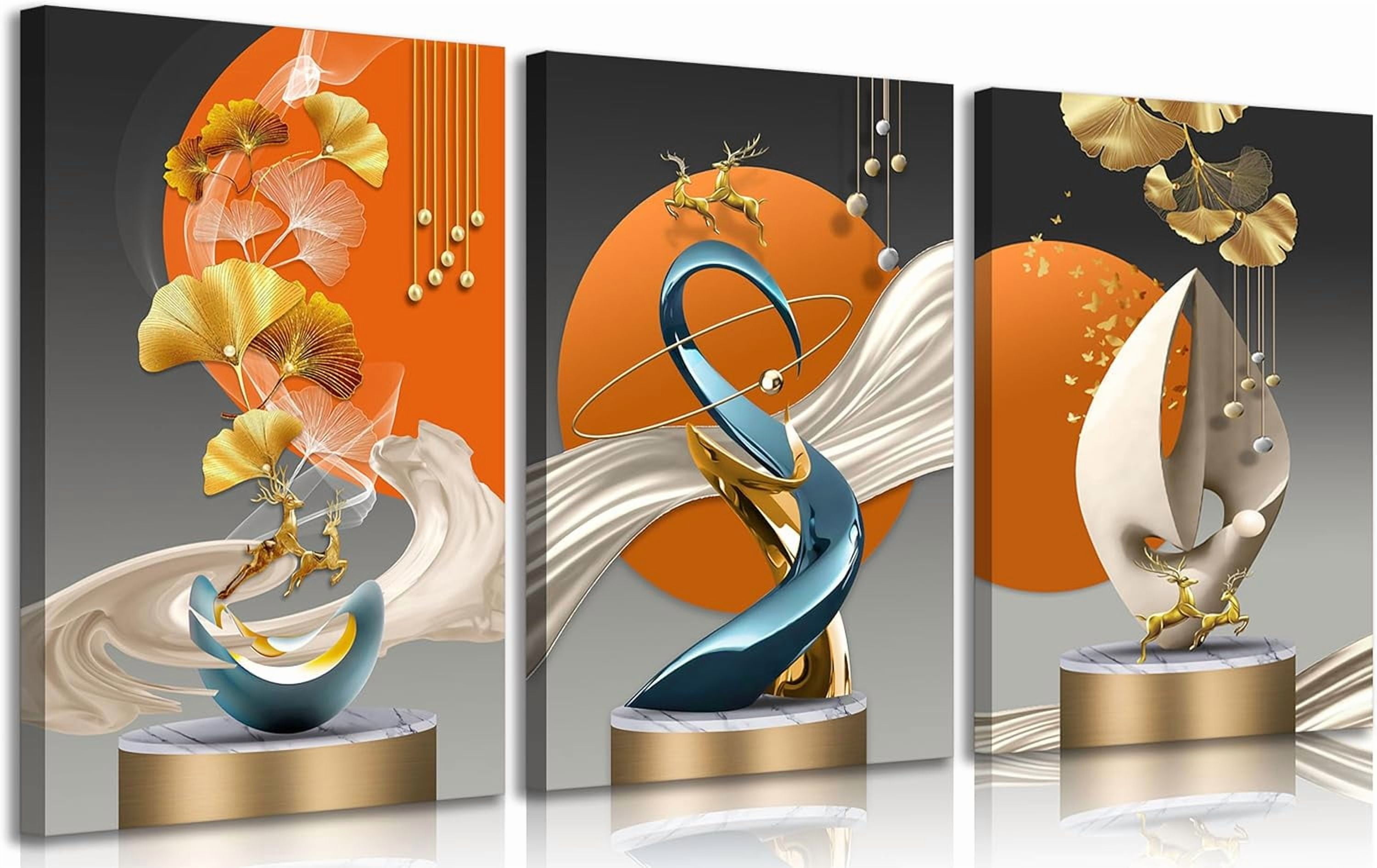3pcs Modern Three-Dimensional Geometric Spheres Canvas Wall Art ...